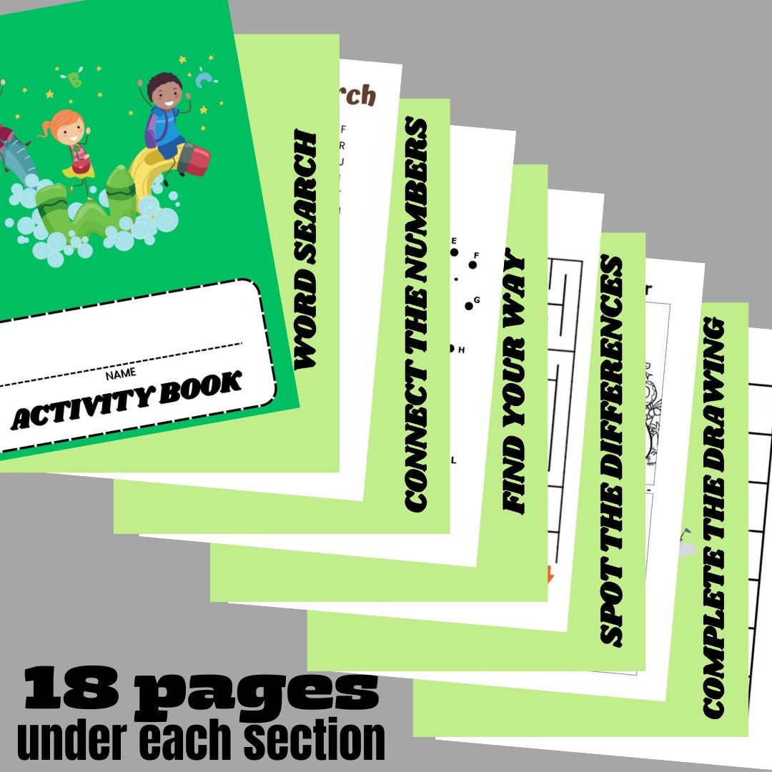 Printable KIDS ACTIVITY BOOK Kids Entertainment Toddler Activities Fun ...