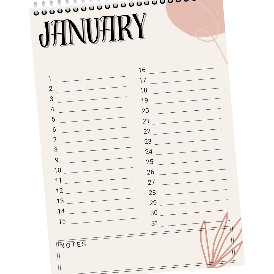 Printable BIRTHDAY CALENDAR Dates to Remember Calendar Page per Month ...