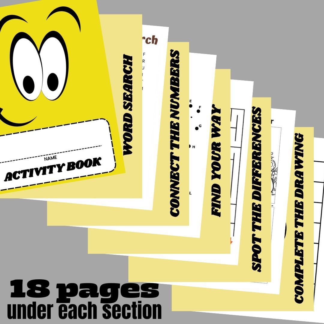 Printable KIDS ACTIVITY BOOK Kids Entertainment Toddler Activities Fun ...