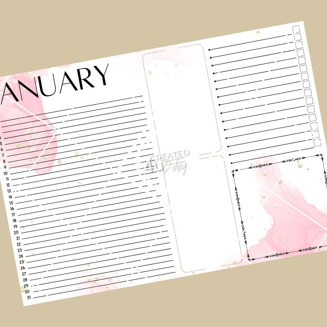 Printable A3 DESK CALENDAR PDF Calendar Monthly Calendar Re-usable ...