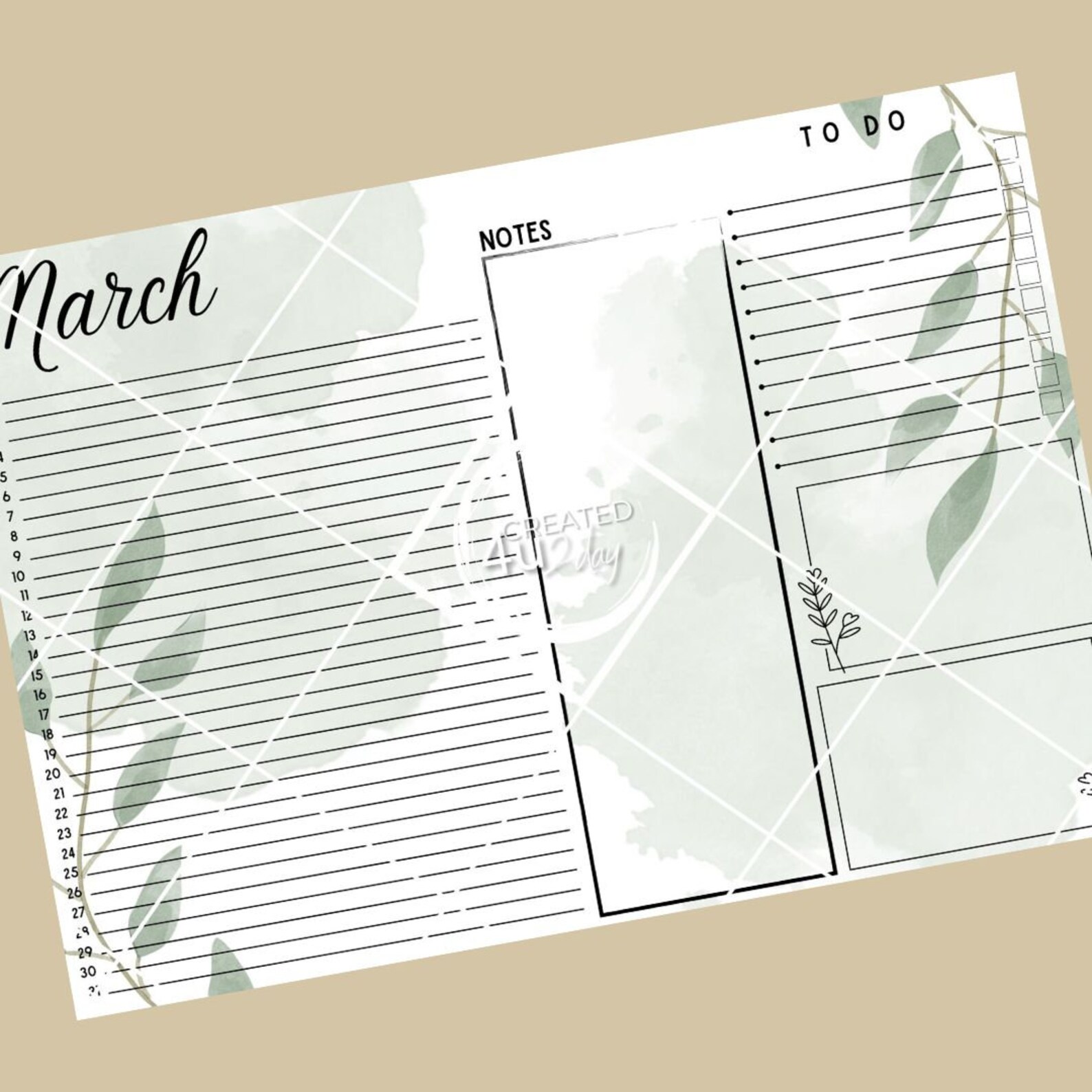 Printable A3 DESK CALENDAR PDF Calendar Monthly Calendar Re-usable ...