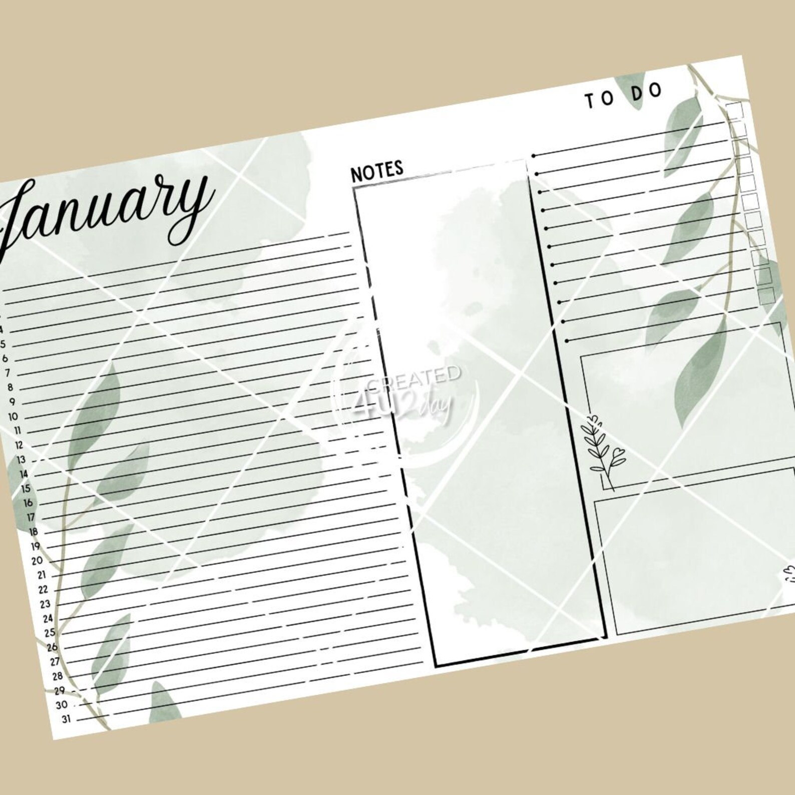 Printable A3 DESK CALENDAR PDF Calendar Monthly Calendar Re-usable ...