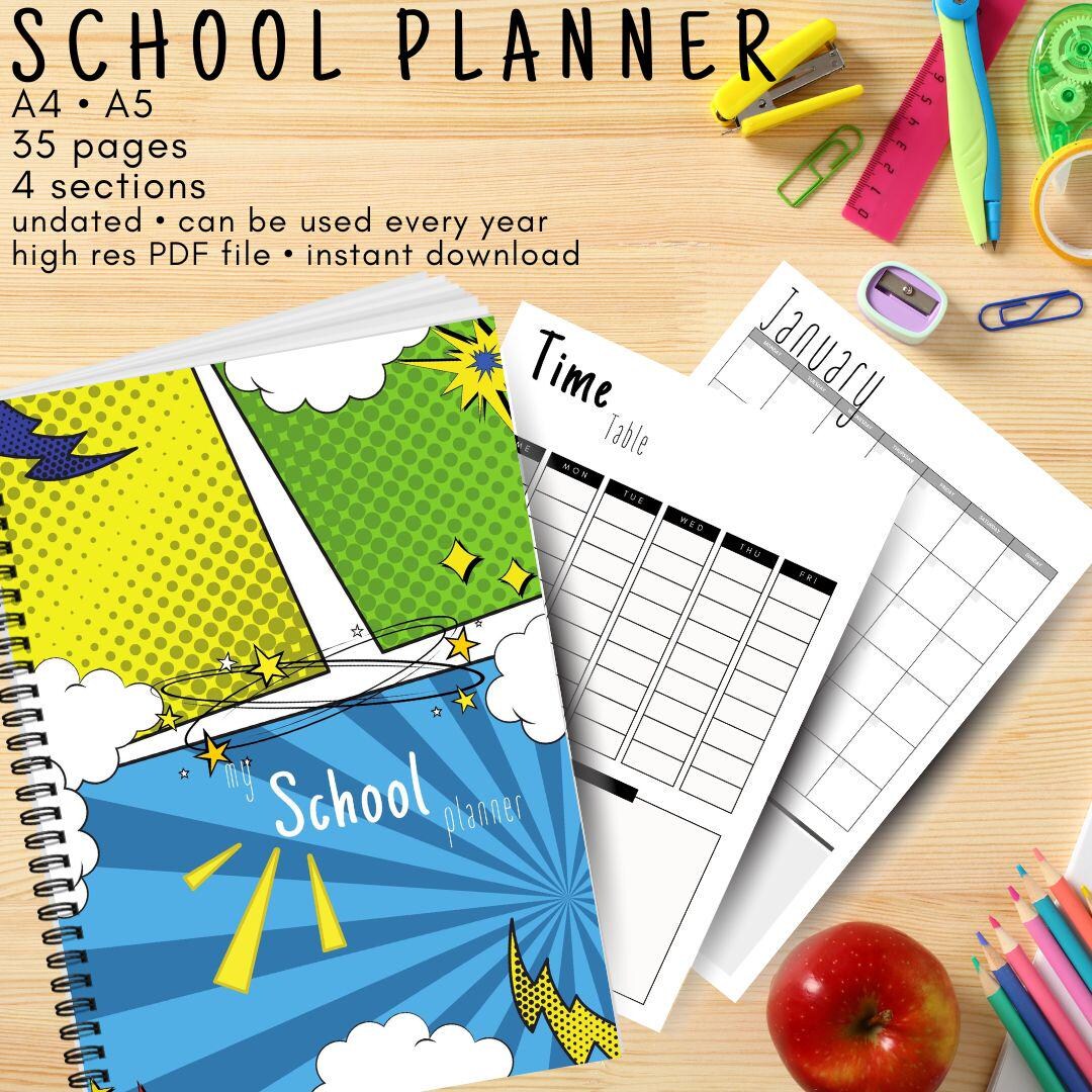 Printable School Planner: A4/A5 Undated Student Planner (PDF) - Etsy