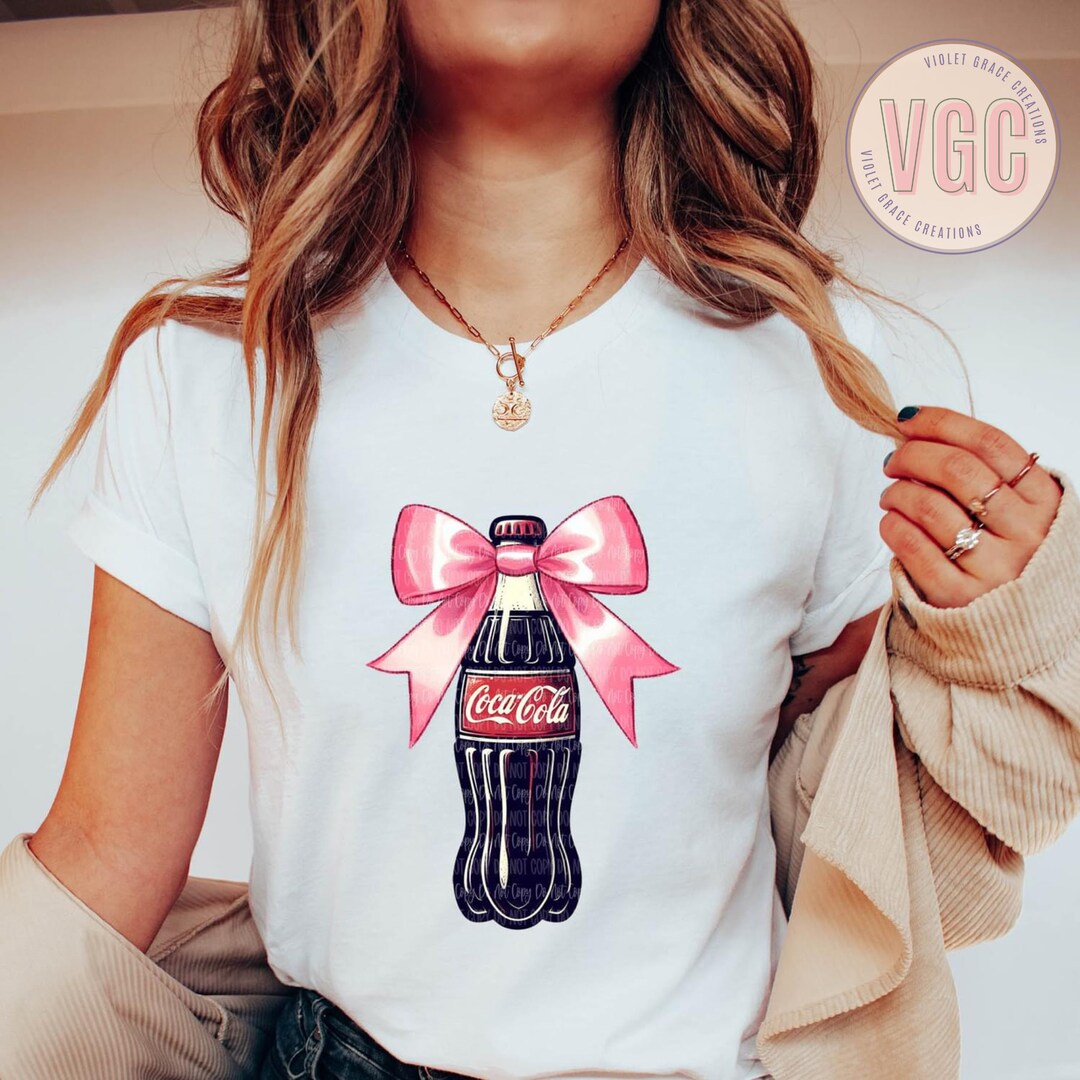 Trendy Cute Coke Tshirt Pink Bow Coca Cola Lover Vintage Soda Shirt ...