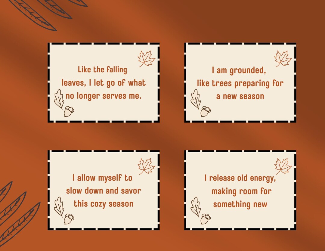 Fall Daily Affirmation Printable Mental Health Worksheet Autumn Self ...