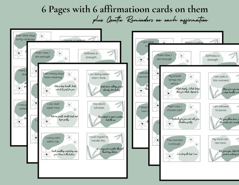 30 Printable Affirmation Cards, Anxiety Relief Calm Mind, Self-care ...