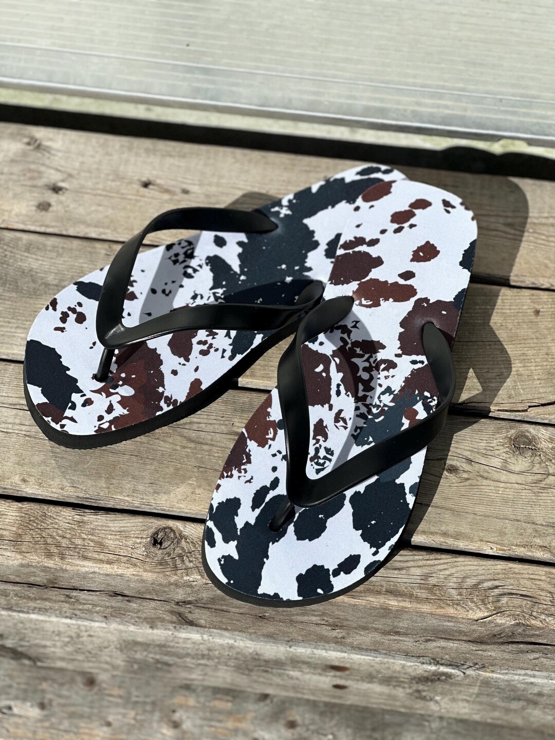 Cow Print Flip Flops, Cow Pattern Shoes, Women Cow Print Shoes,summer ...