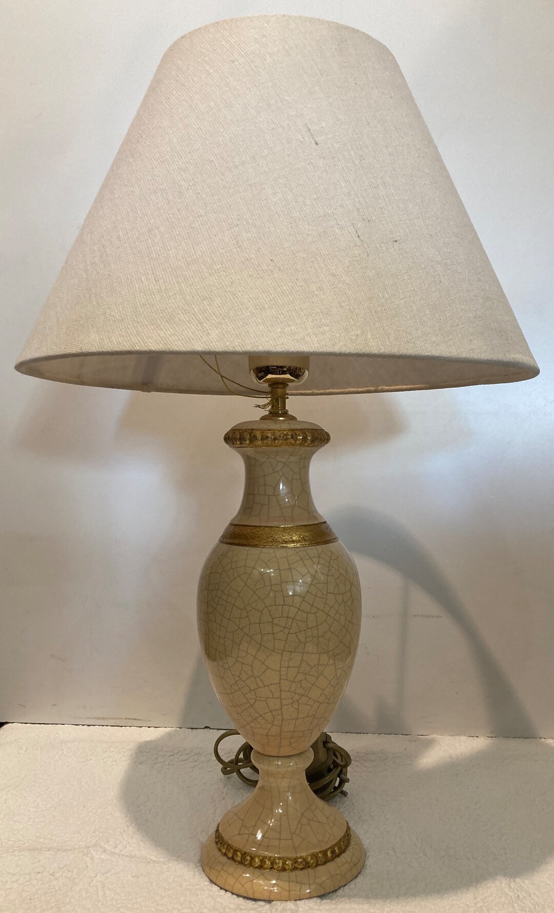 Porcelain Terracotta Lamp and Linen Lampshade - Etsy
