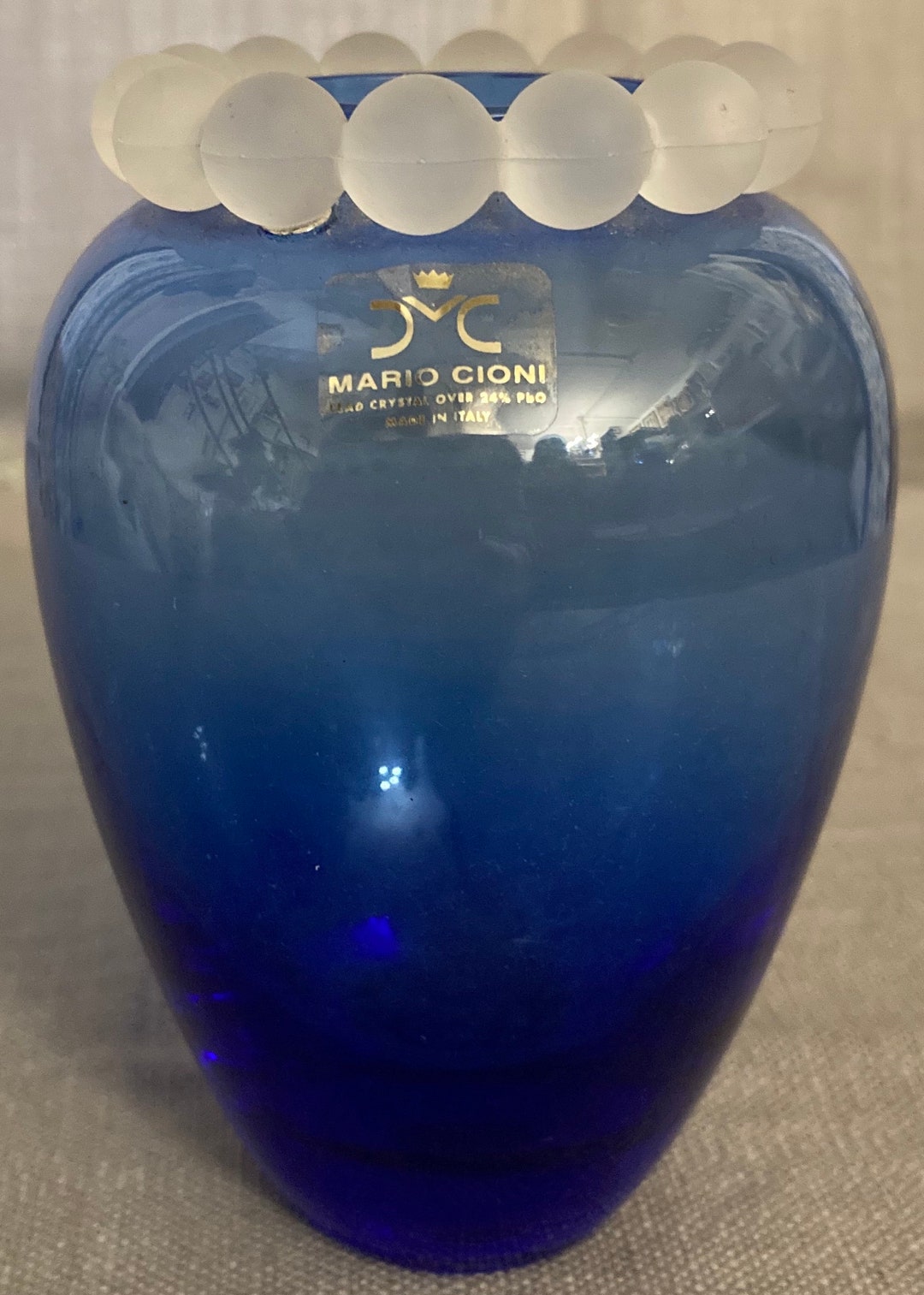 Blue Crystal Vase With 24% Lead "mario Cioni" - Etsy