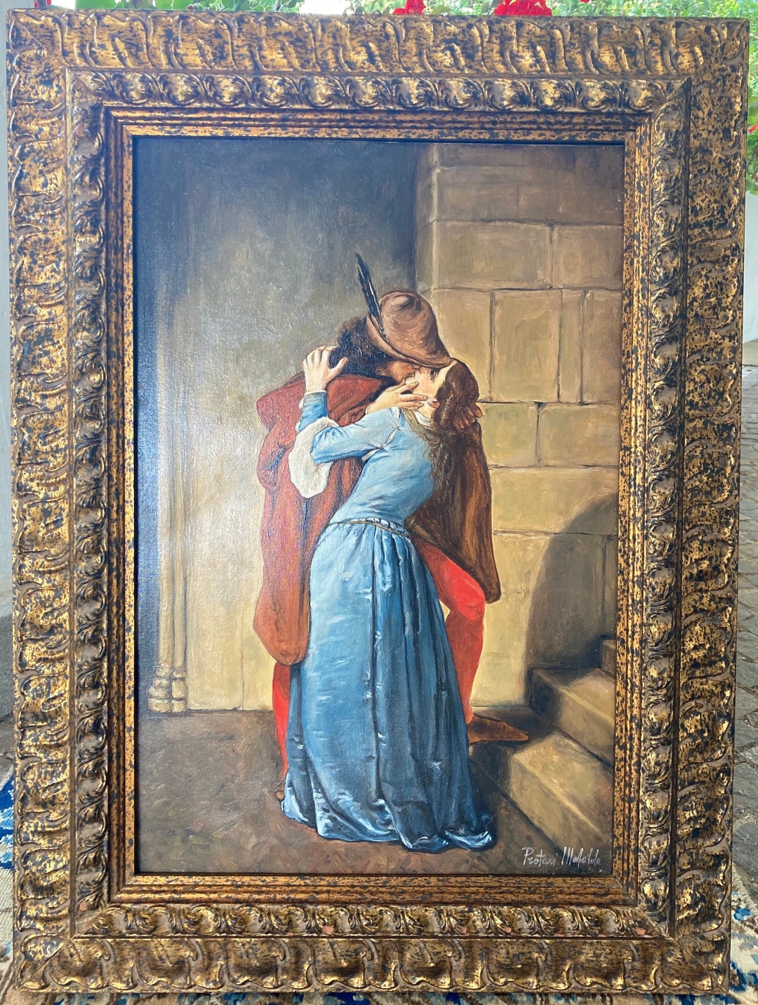The Painting the Kiss, Oil on Canvas, Reproduction by Mafalda Protasi ...