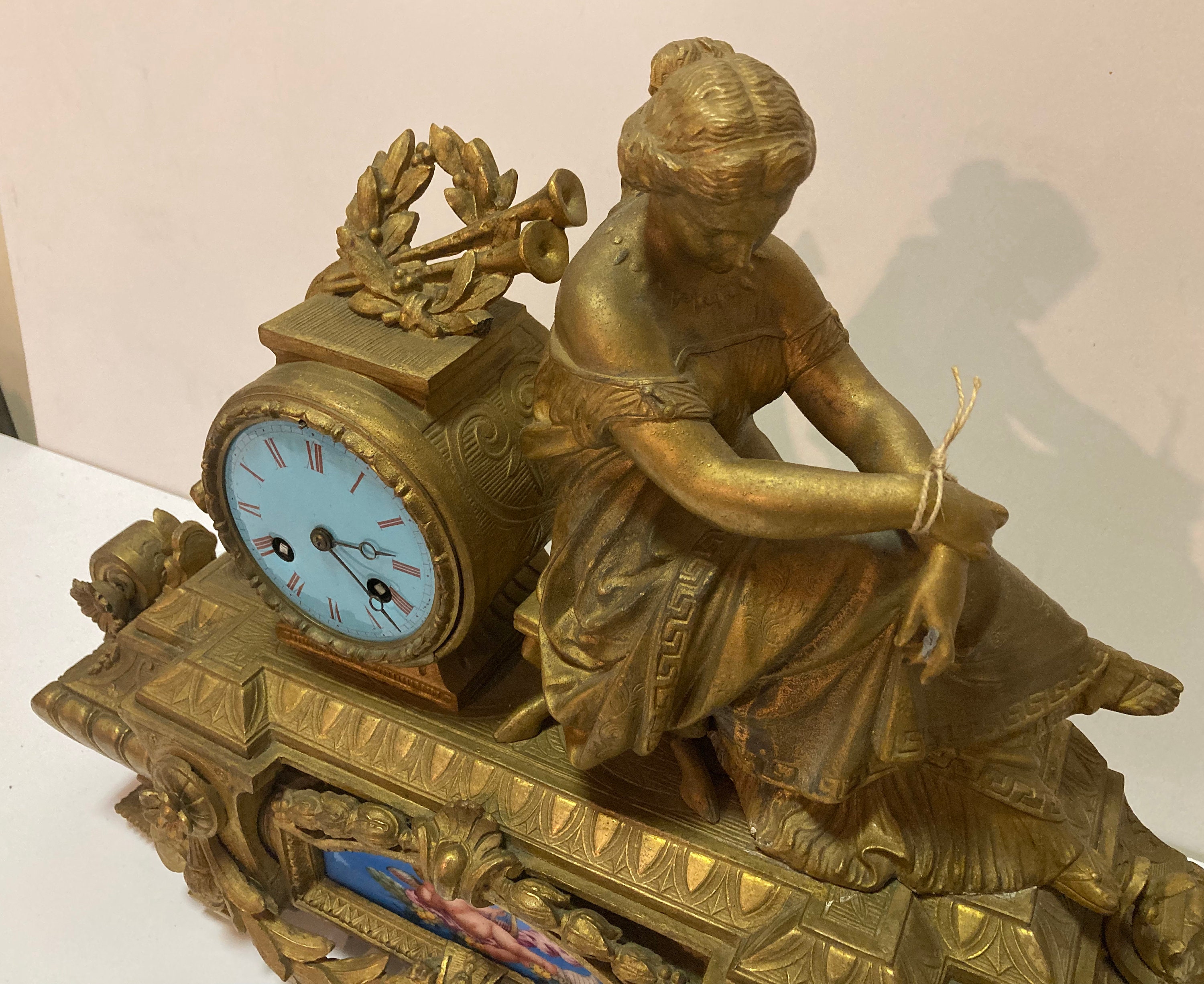 Antique Cast Brass Clock, Hand Painted in Gold, Parisian Style From ...