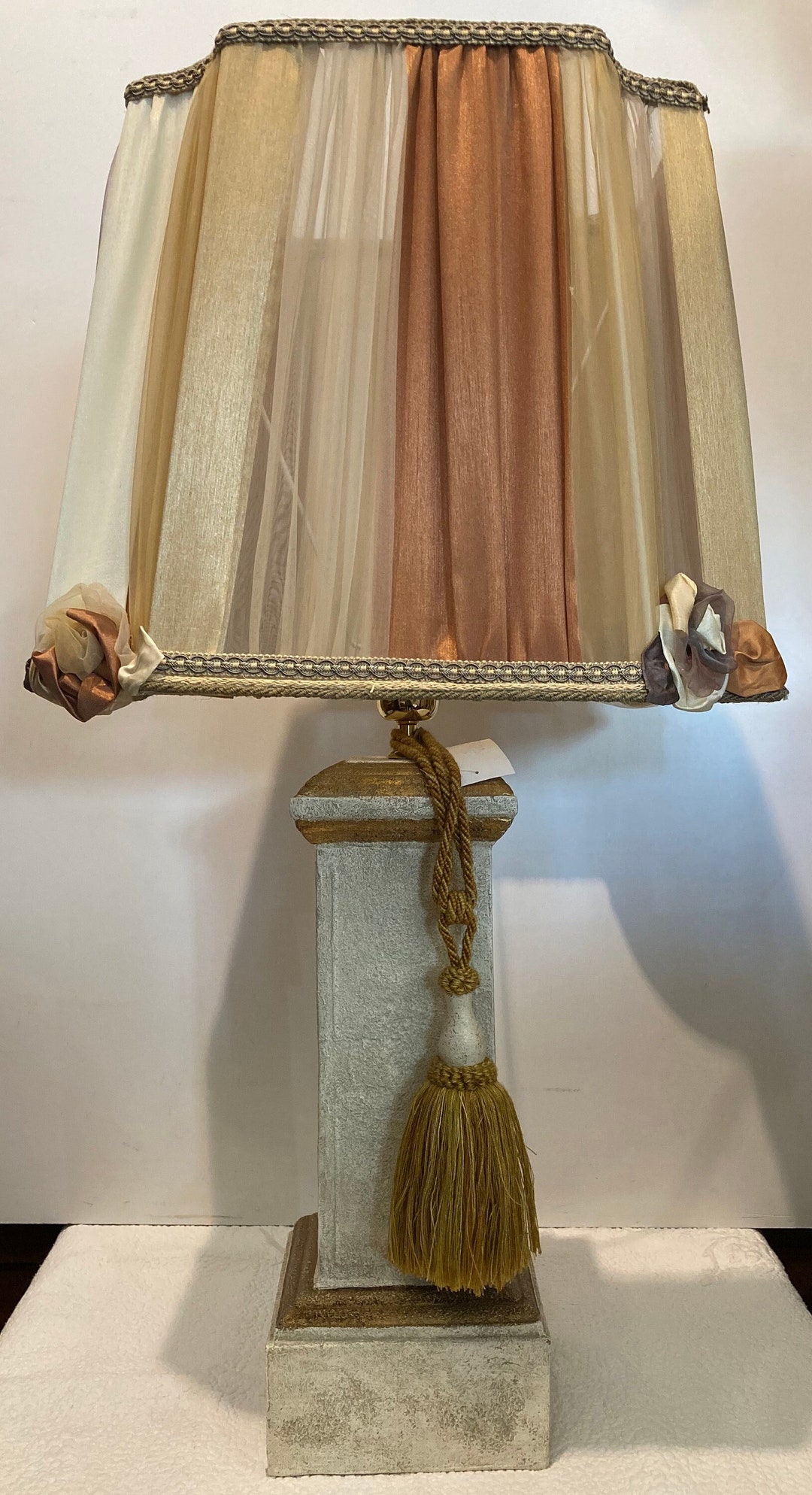 Unique Piece - Terracotta Table Lamp With Silk Lampshade - Etsy