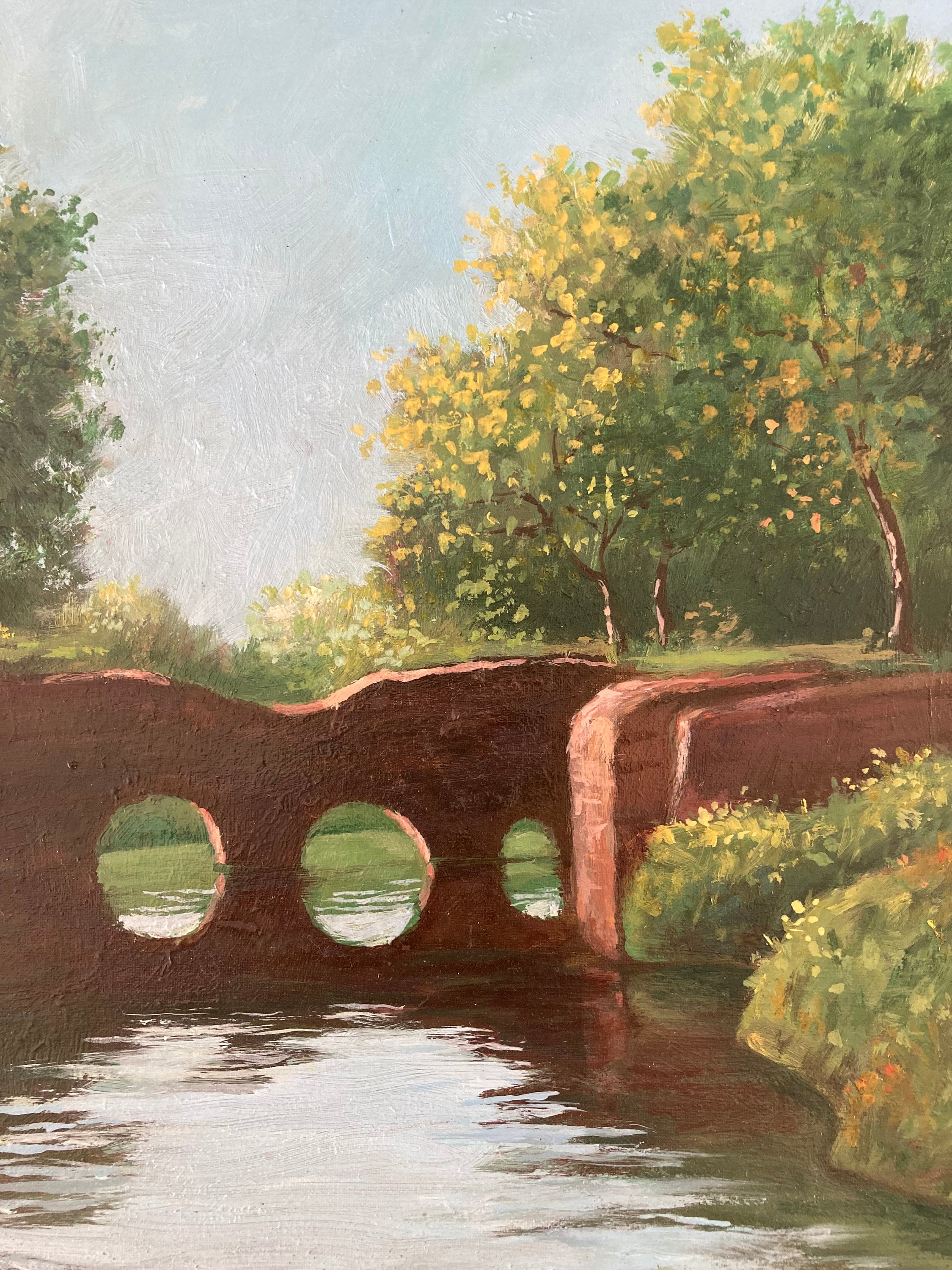 Painting bridge on the River by Romani Roberto, Oil on Canvas - Etsy