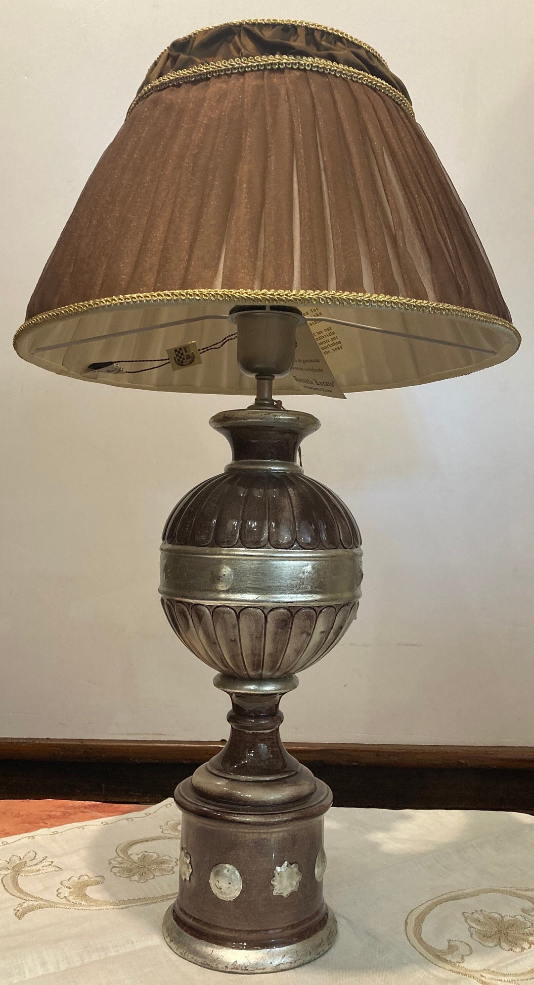 Porcelain Terracotta Lamp With Organza Silk Lampshade - Etsy