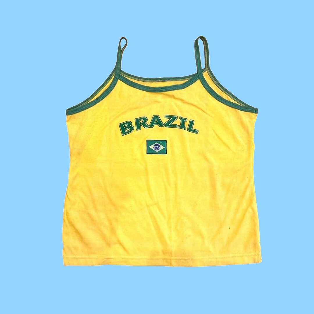 Brasil Tank Top Y2k Soccer Crop Top Brazil 2000s Aesthetic Brasil ...