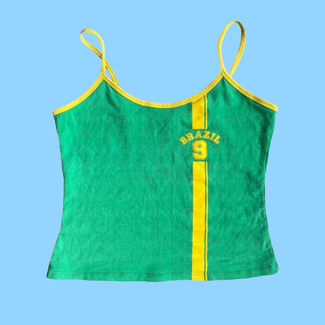 Brazil Tank Top Brazil Flag Cropped T Shirt Y2k Brasil Jersey - Etsy