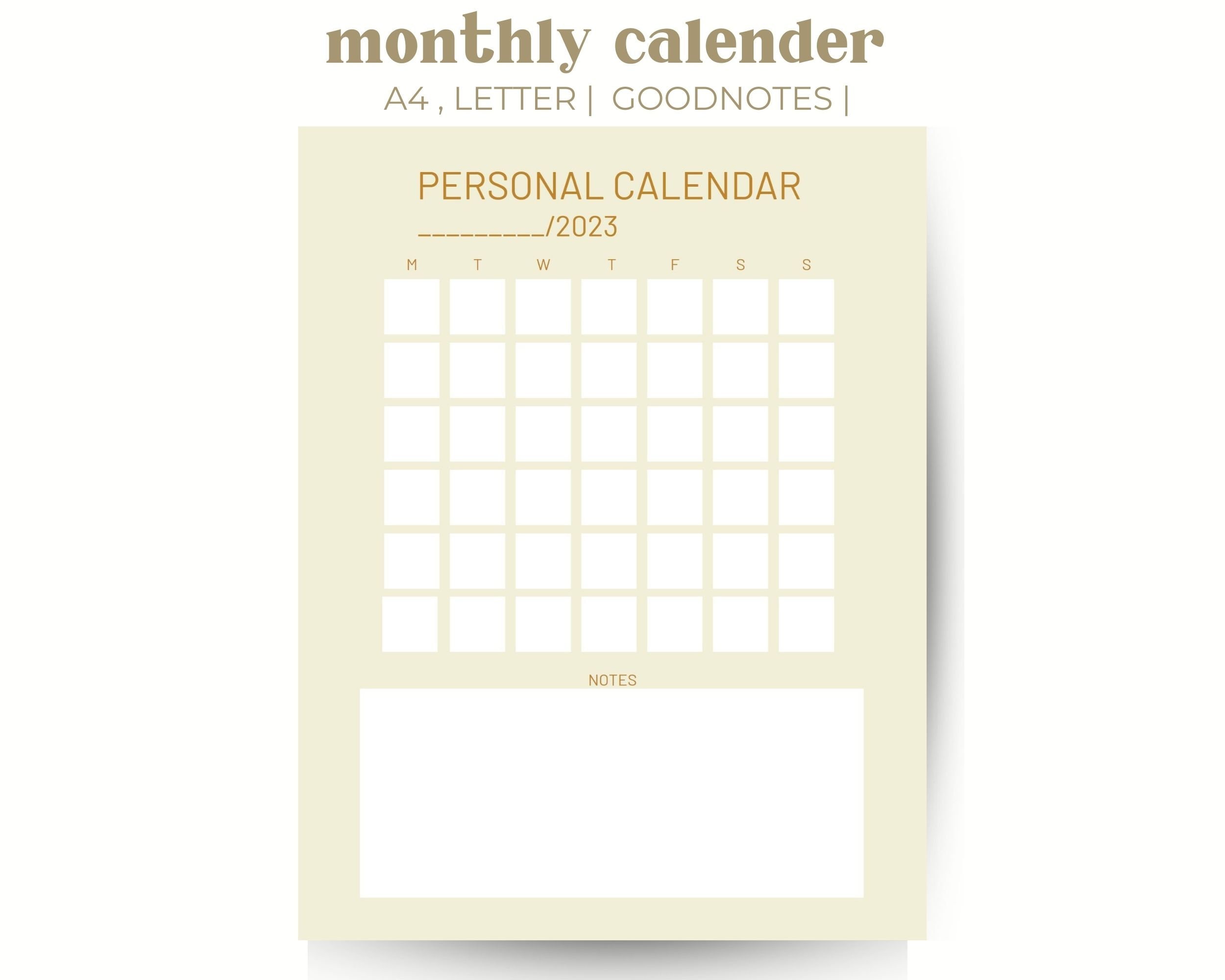 Monthly Calendar, Printable Insert, Printable Planner, Printable Planer ...