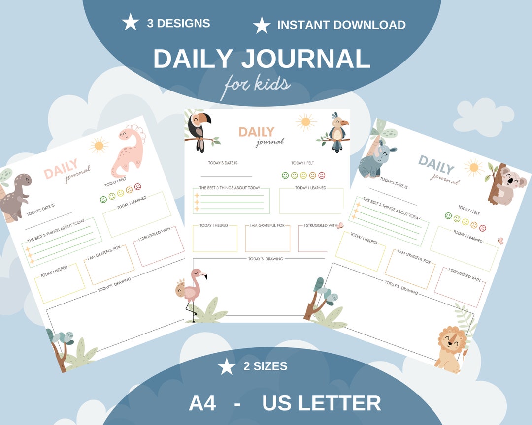 Digital Prints Diary for Children,kids Daily Planner, Kids Daily ...