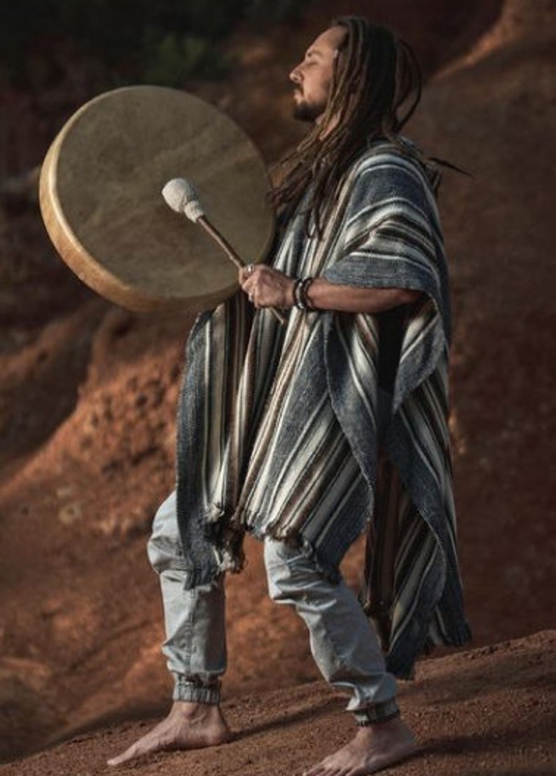 Peruvian Shaman Poncho, Long Shamanic Poncho, Inca Men Poncho , Ritual ...