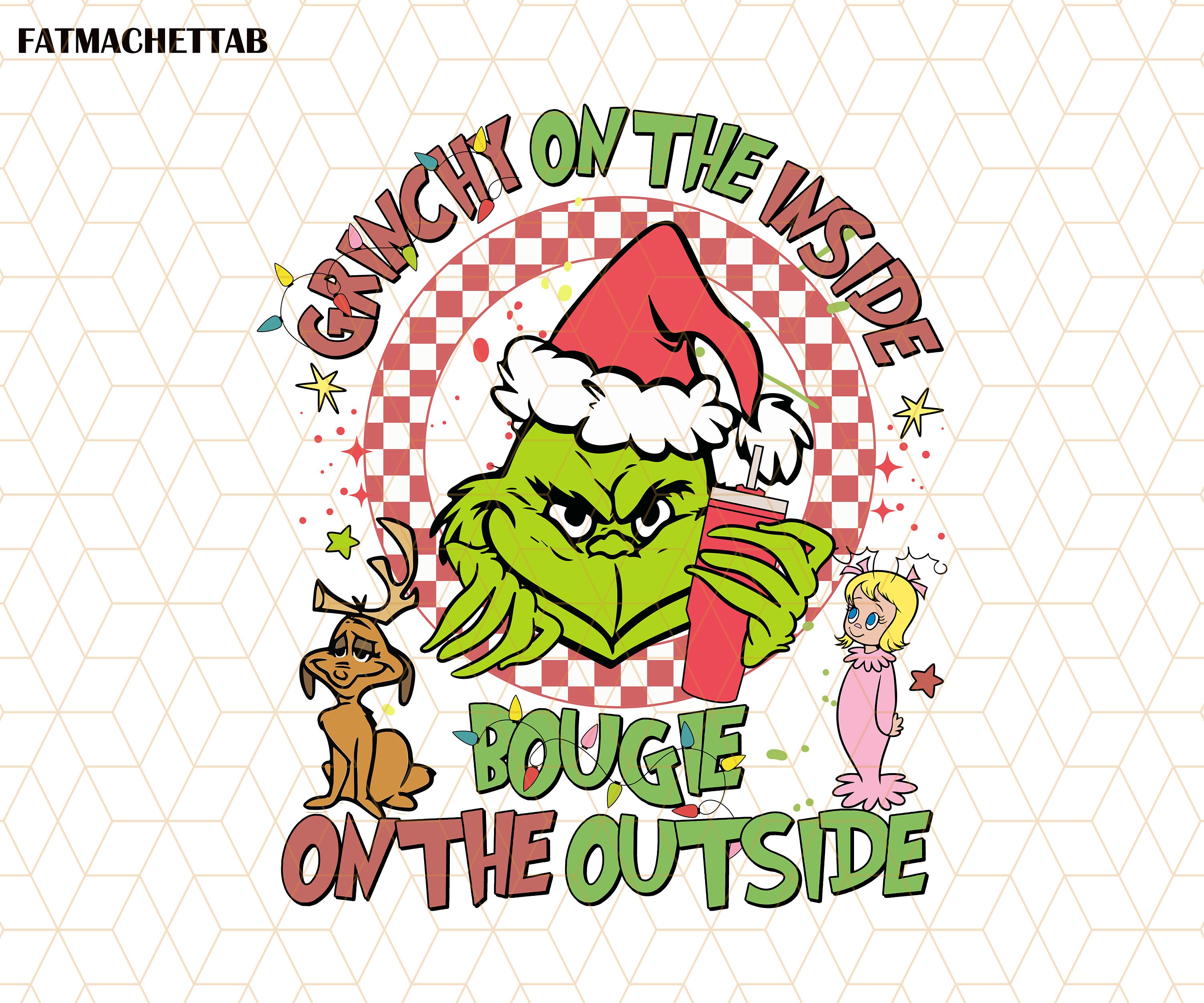Grinch Lovers Christmas Png, Grinchy on the Inside Bougie on the ...