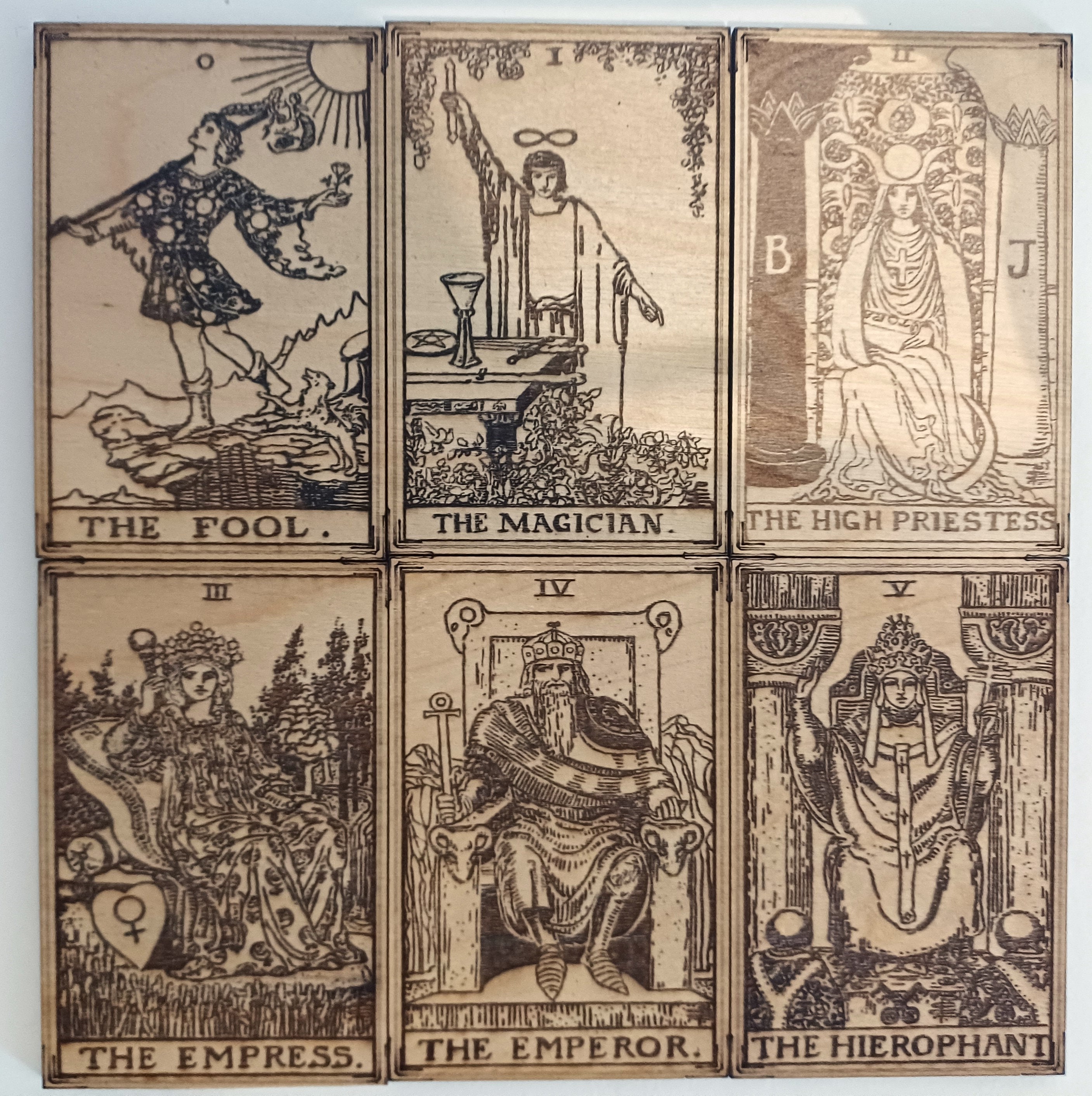 Rider Waite Major Arcana Tarot Cards Laser Engraved Wooden Custom ...