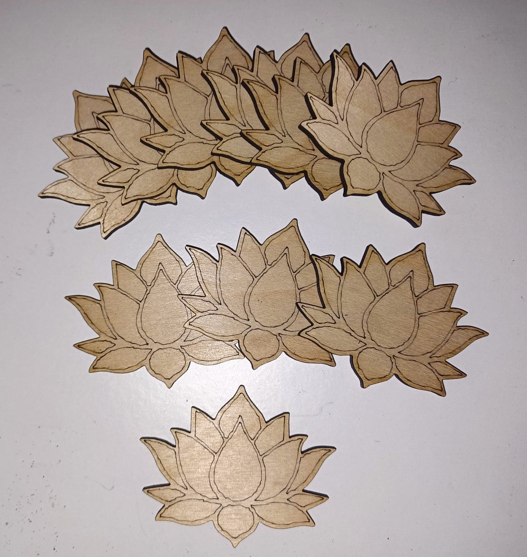 10 X Wooden Lotus Flower Craft Shape, Lotus Flower Craft Shape, Lotus ...