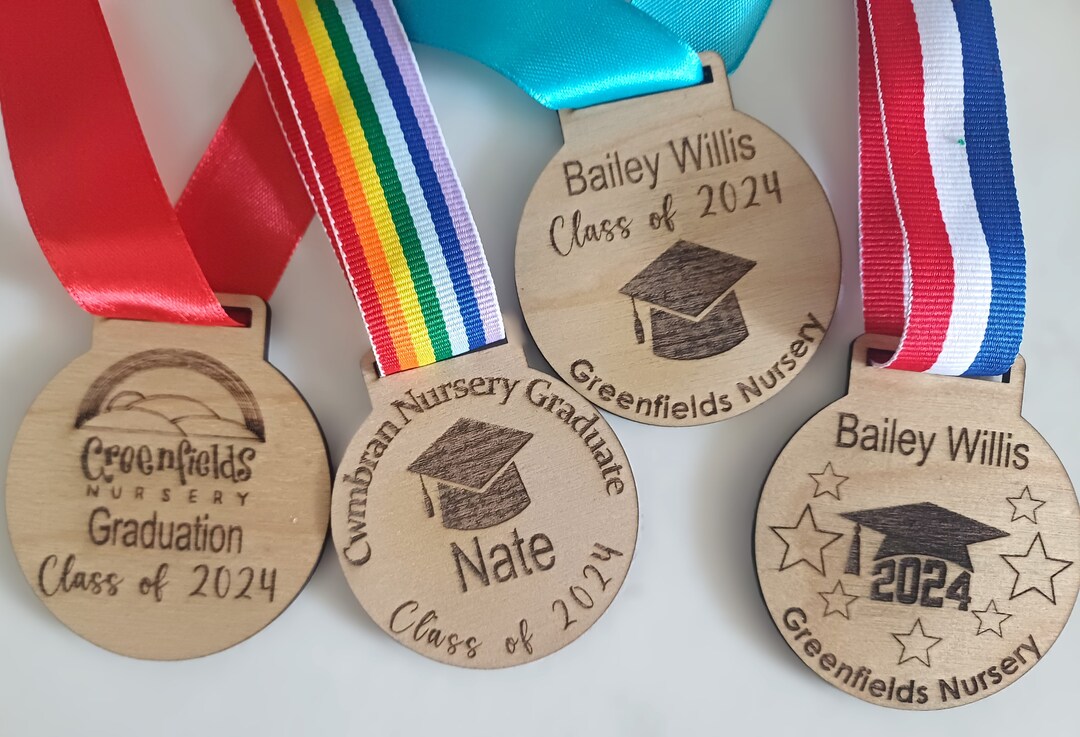 Wooden Personalised Graduation Medals, Handmade Nursery and School ...