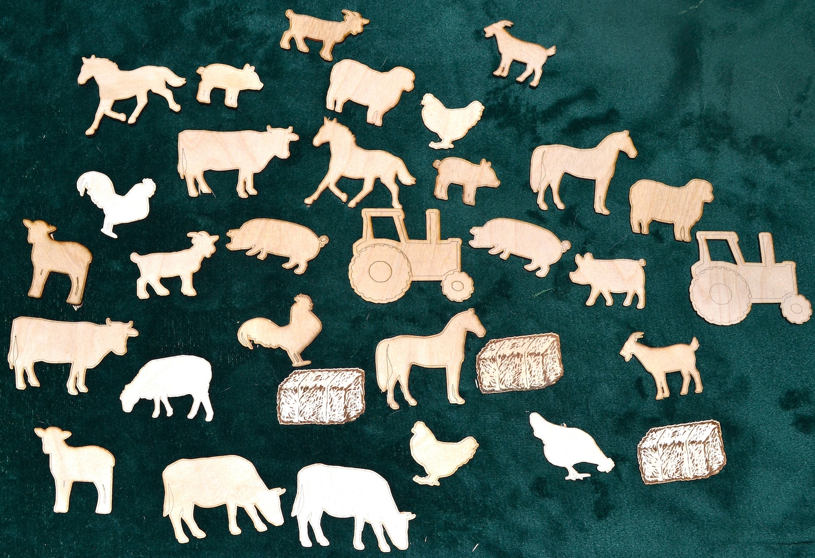 Figuras de animales de granja de madera, recortes de madera ...