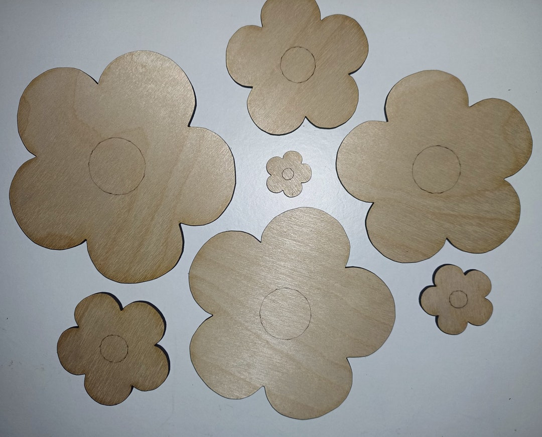 10 X Wooden Flower Craft Shapes, Wooden Craft Shapes, Wooden Flower ...