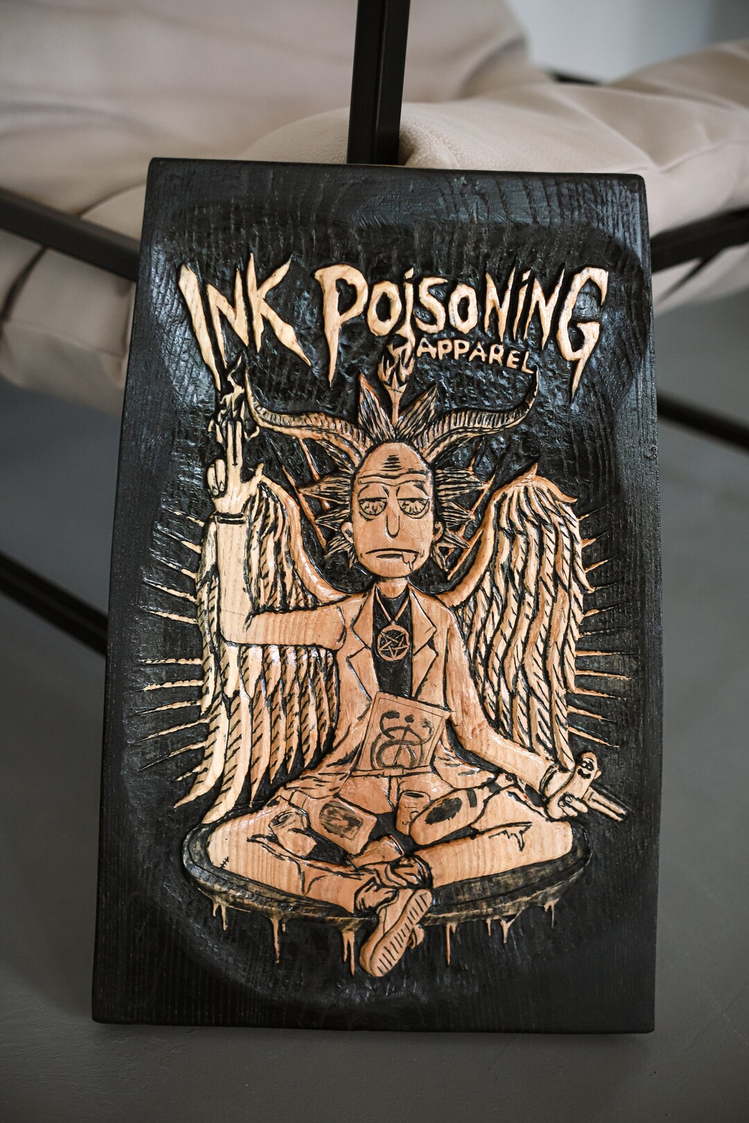 Rick and Morty Baphomet Handcrafted Carved Painting / Only Made to ...