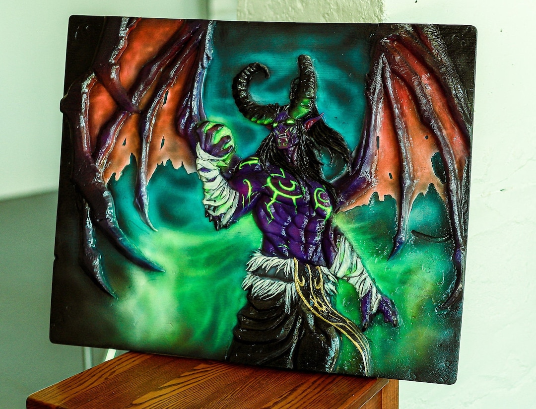 Handcrafted Wooden Fantasy Demon Wall Art 3D Carved Painting Unique ...
