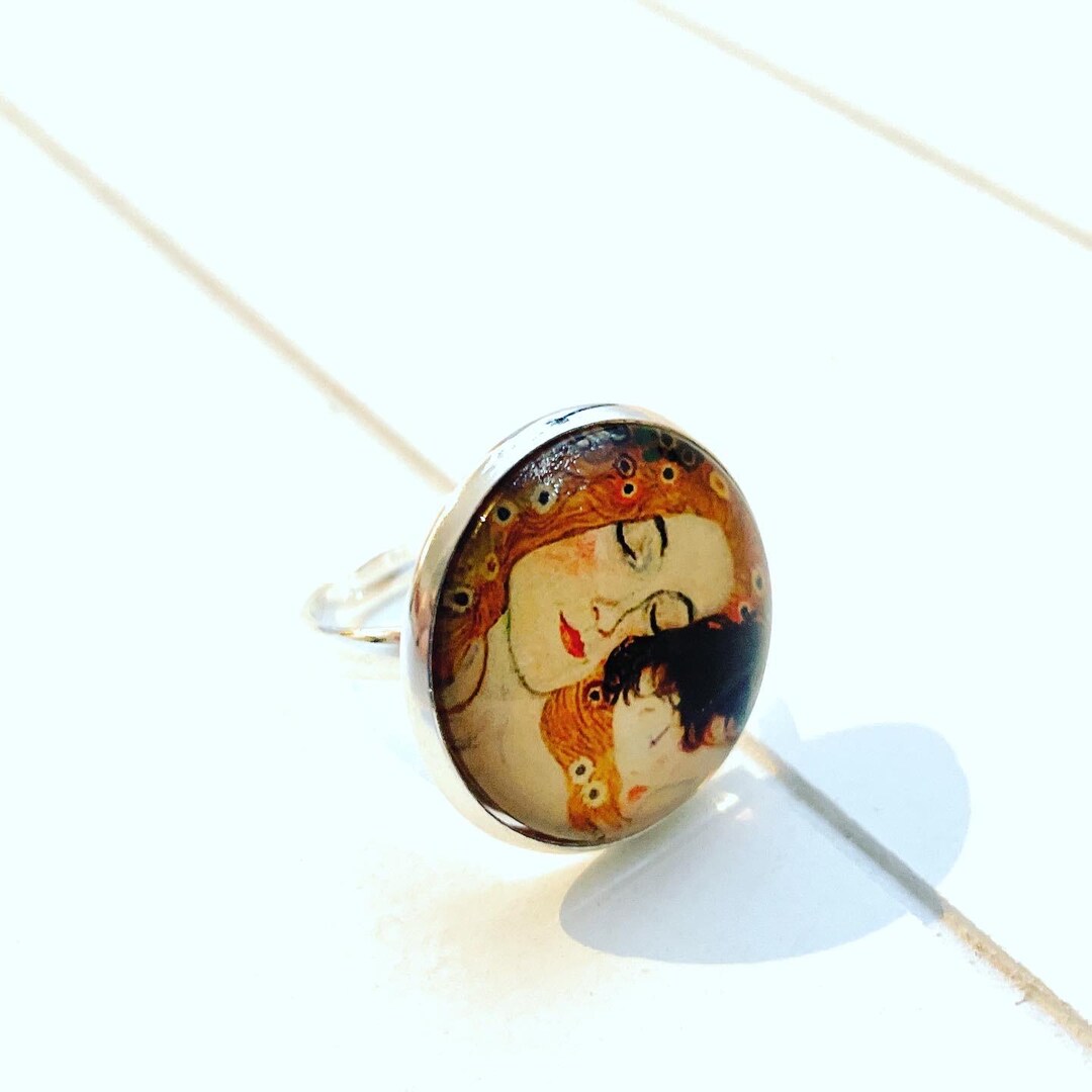 Gustav Klimt Famous Art Oil Painting “mother and Child” Adjustable Ring ...