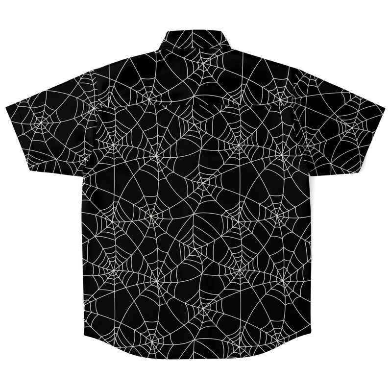Gothic Spider Web Shirt, Dark Punk Style Button Up, Halloween Clothing ...