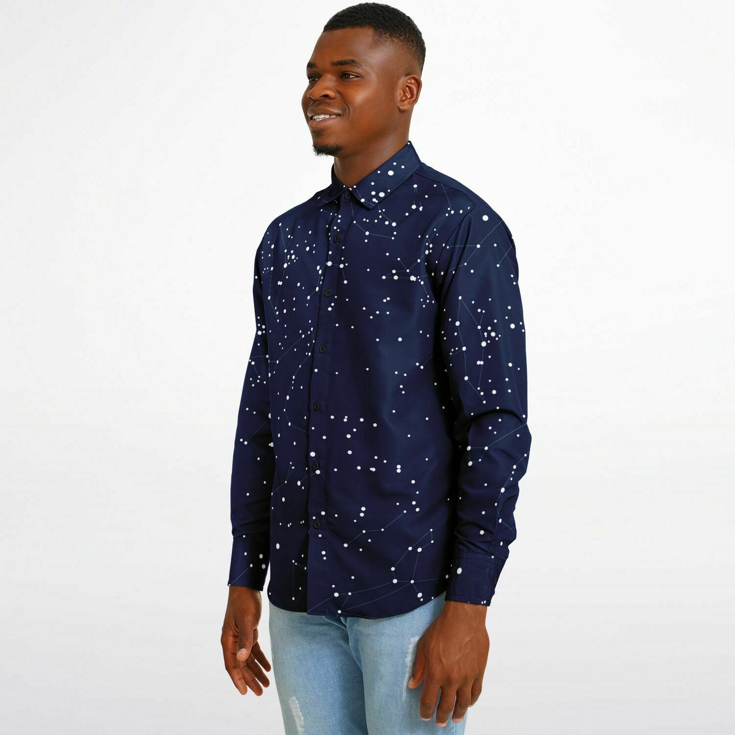 Starry Night Constellations Shirt, Galaxy Print Button Up, Astronomy ...