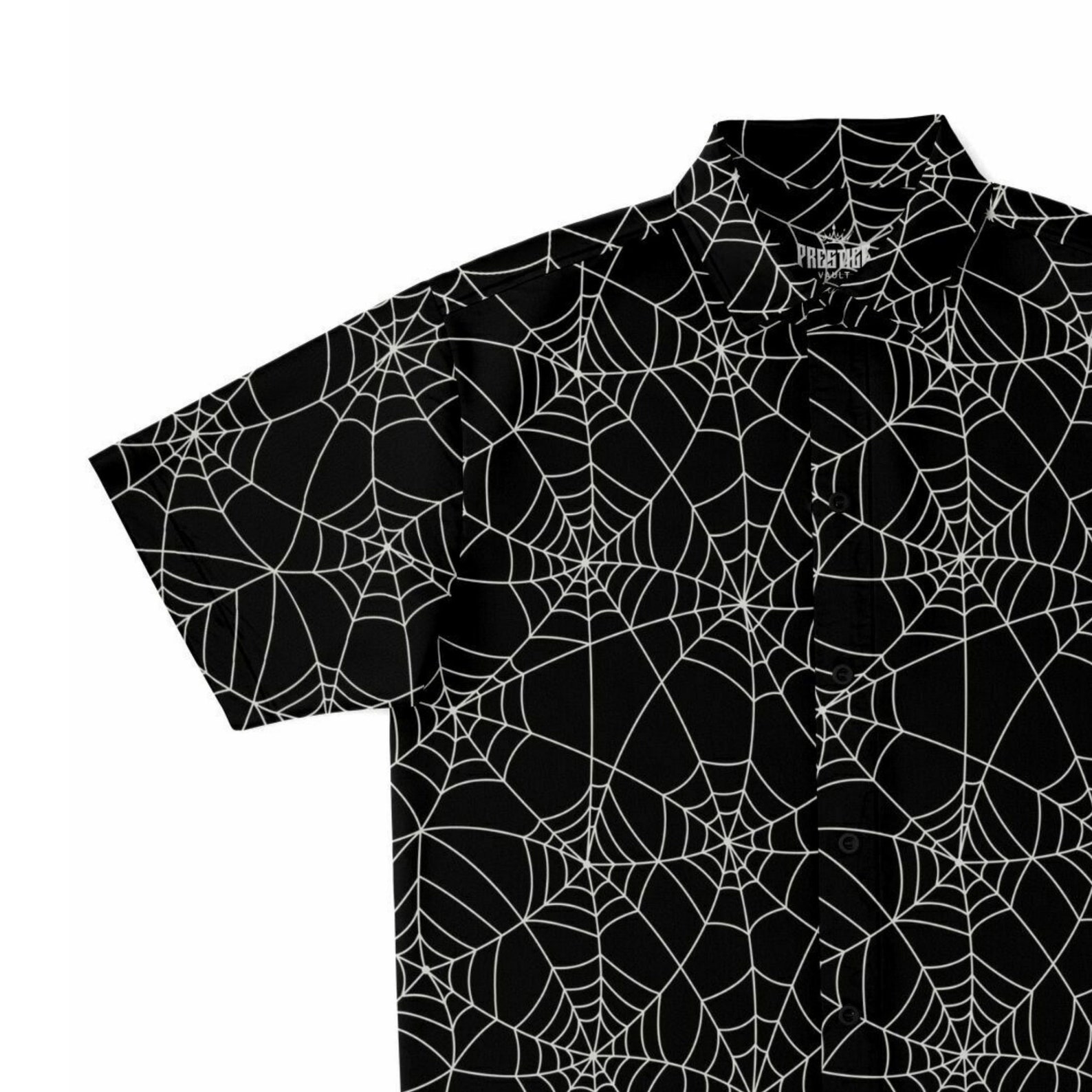 Gothic Spider Web Shirt, Dark Punk Style Button Up, Halloween Clothing ...