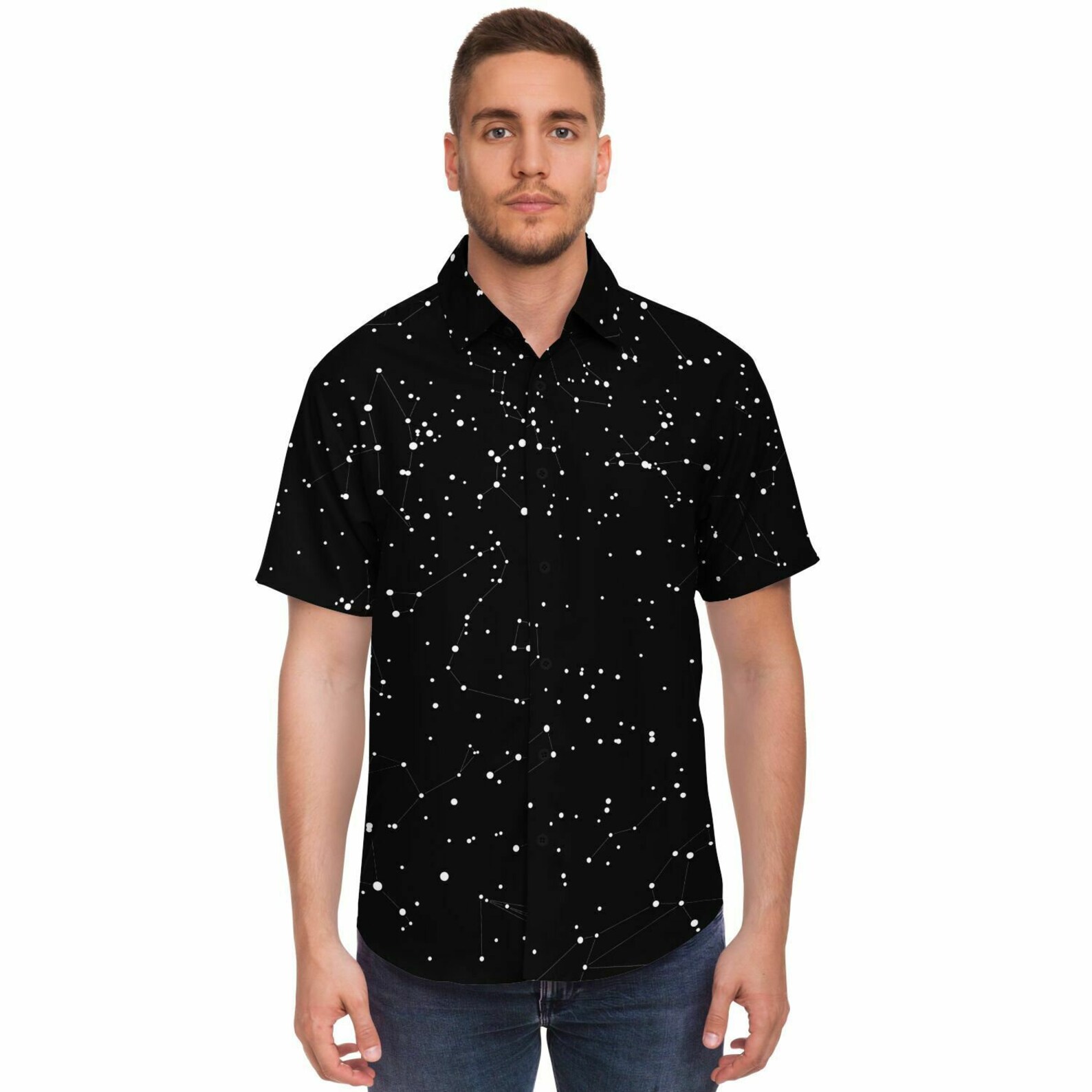 Starry Night Constellations Shirt, Galaxy Print Button Up, Astronomy ...