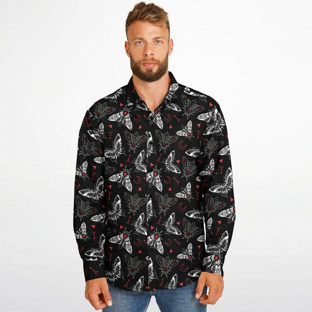 Goblincore Death Head Moth Shirt, Spooky Button up for Halloween Vibes ...