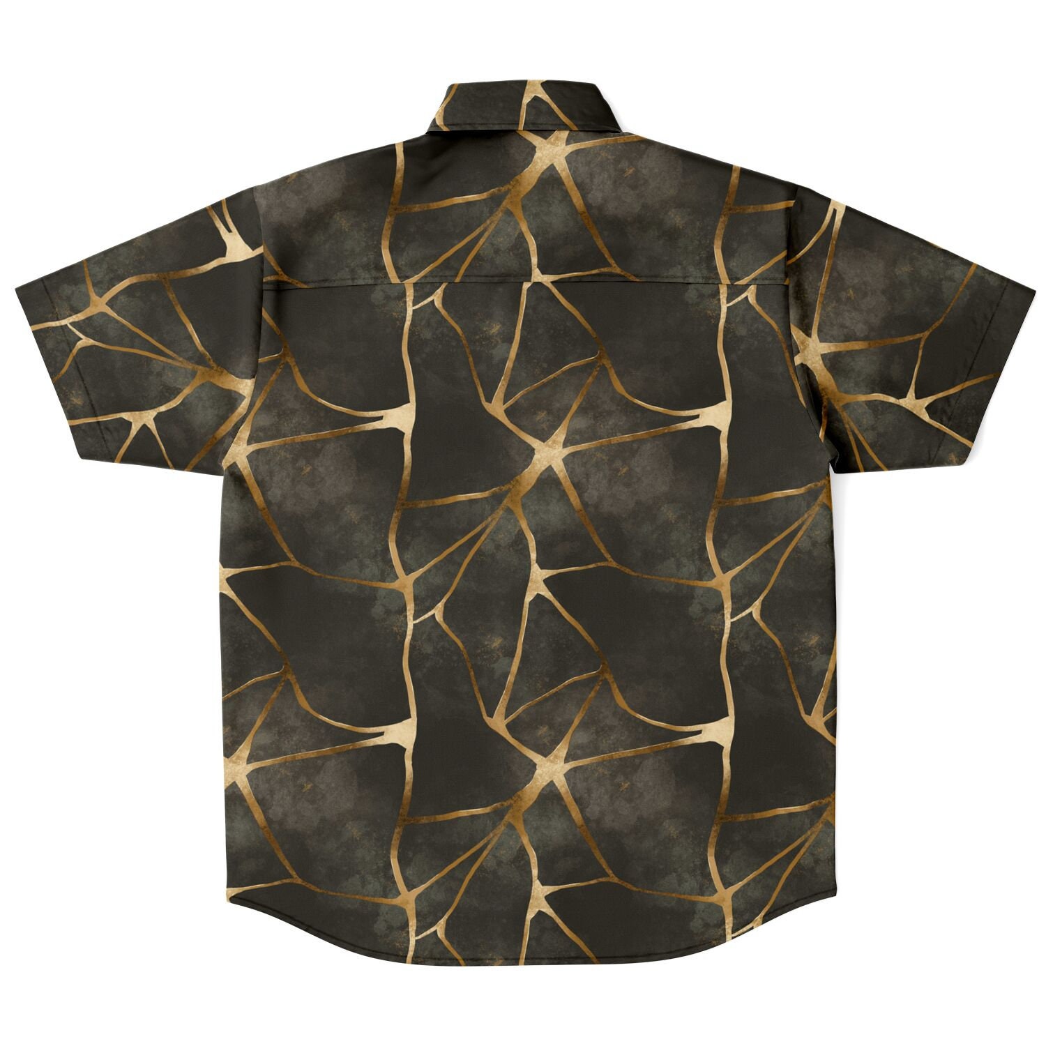 Japanese Kintsugi Button up Shirt, Wabi Sabi Style Gold Repair Print ...