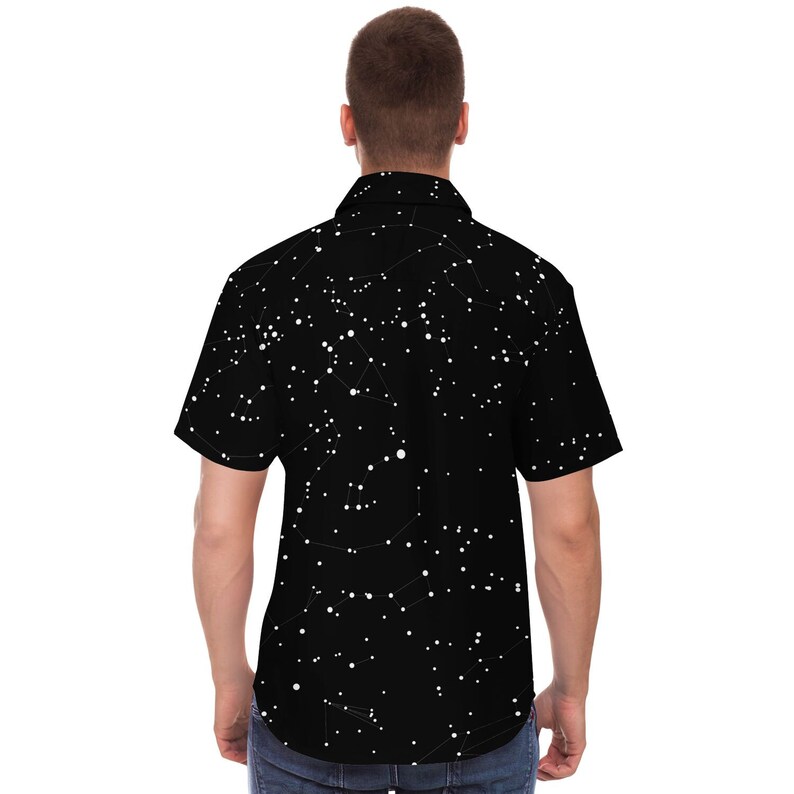 Starry Night Constellations Shirt, Galaxy Print Button Up, Astronomy ...