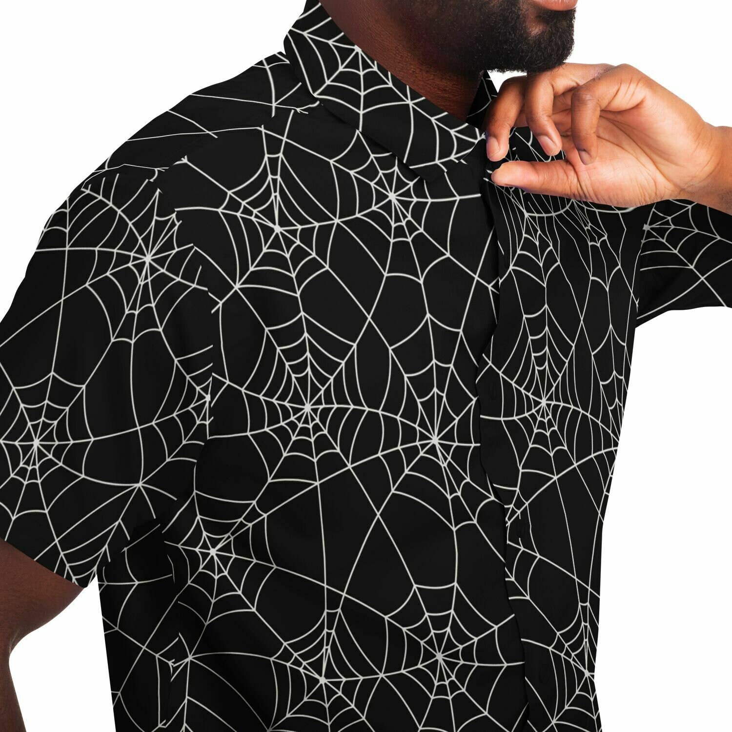 Gothic Spider Web Shirt, Dark Punk Style Button Up, Halloween Clothing ...