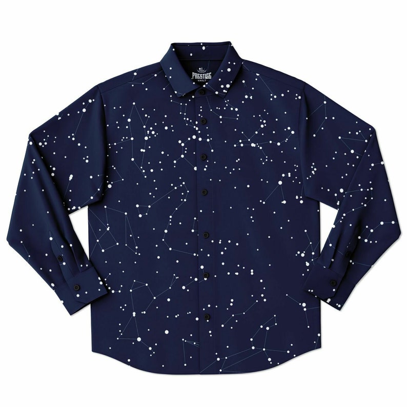 Starry Night Constellations Shirt, Galaxy Print Button Up, Astronomy ...