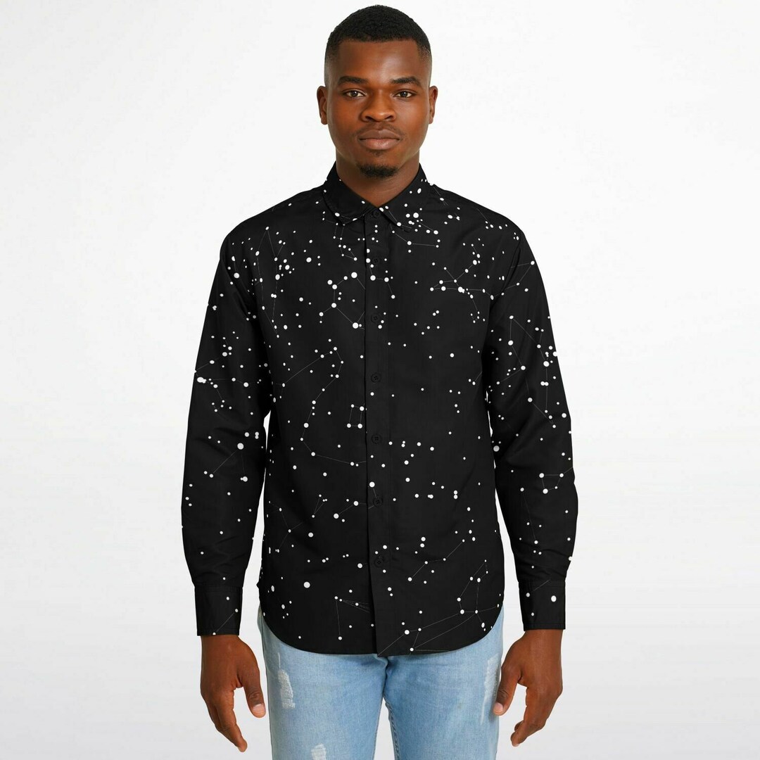 Starry Night Constellations Shirt, Galaxy Print Button Up, Astronomy ...