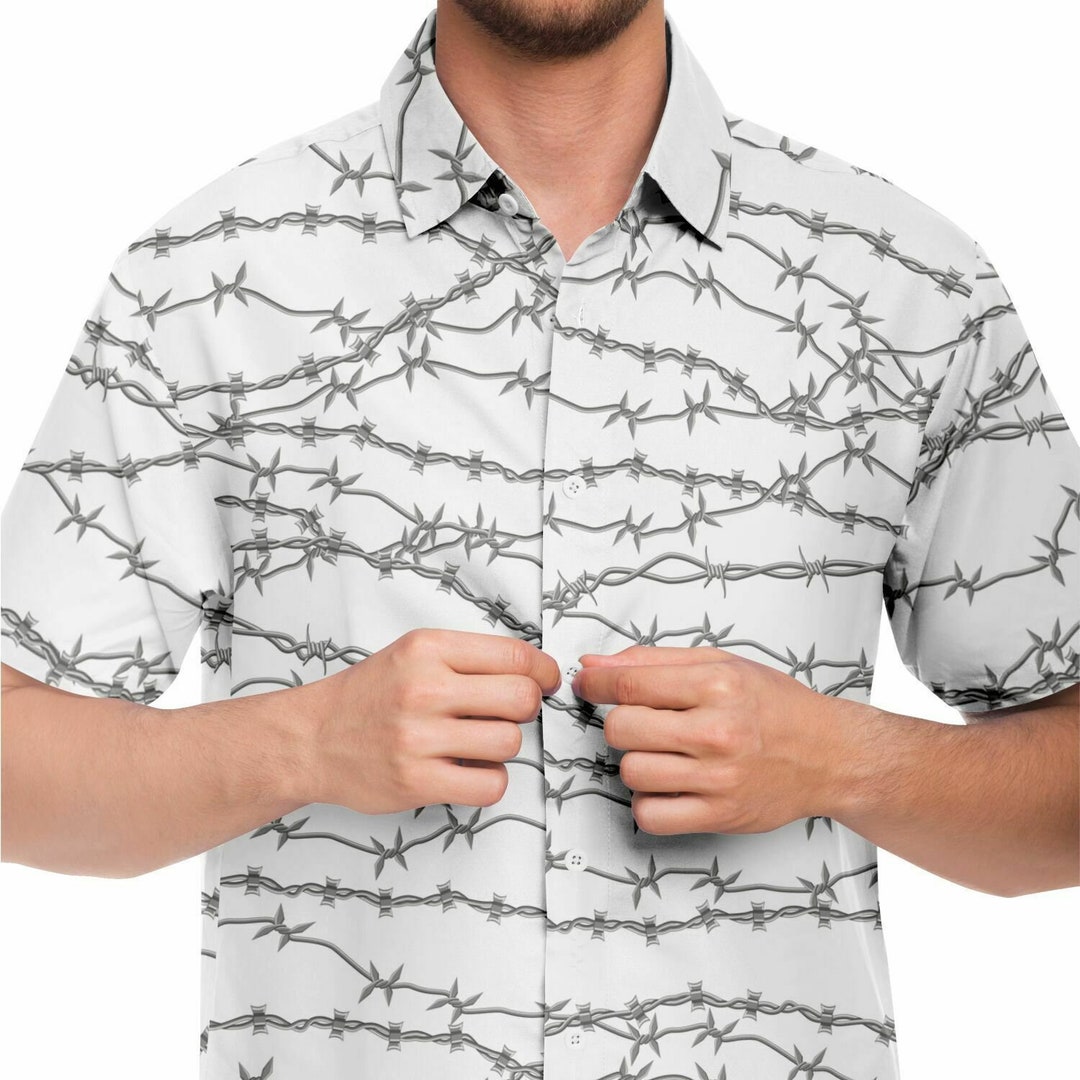 Gothic Barbed Wire Button up Shirt, Edgy Punk Style, Dark Alternative ...