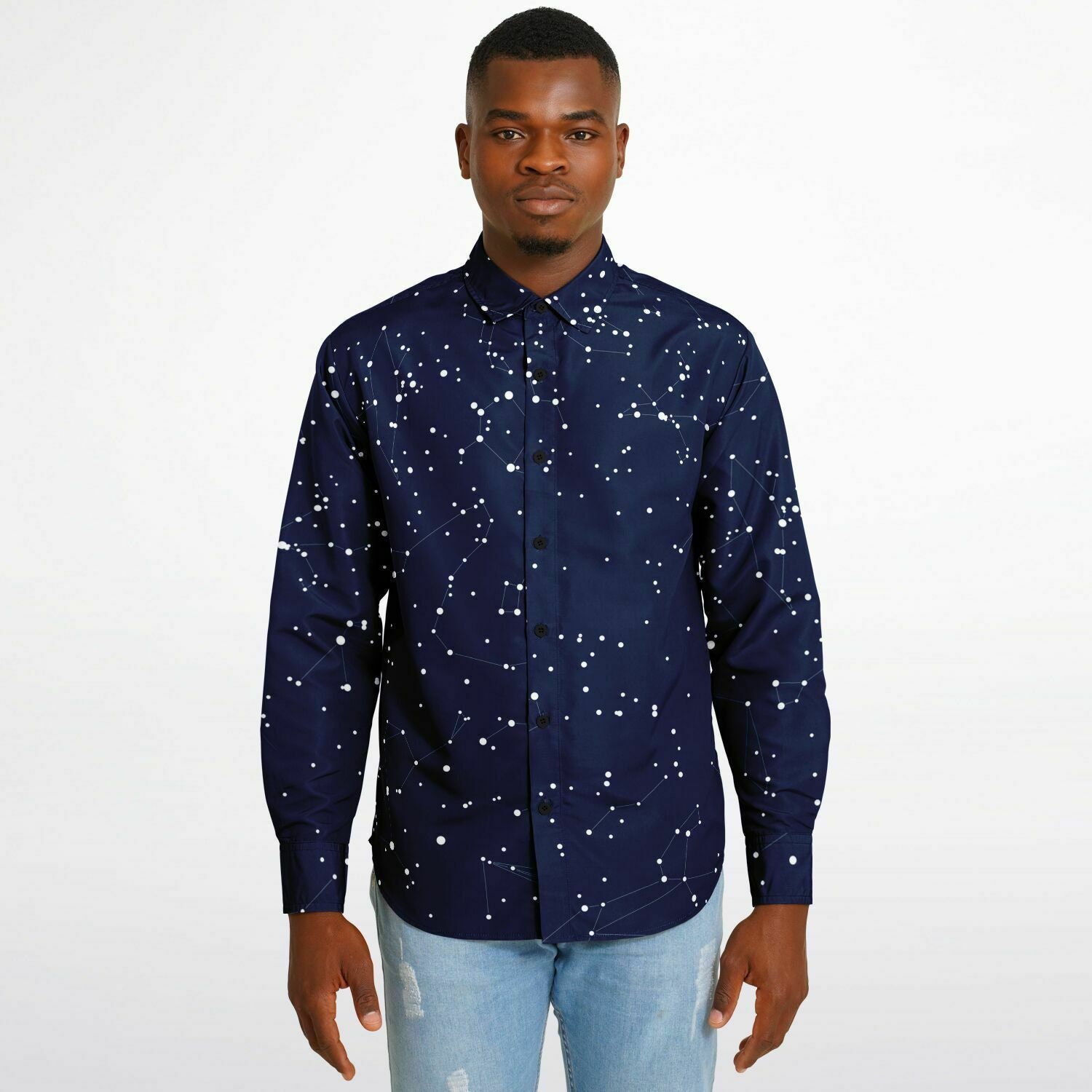 Starry Night Constellations Shirt, Galaxy Print Button Up, Astronomy ...