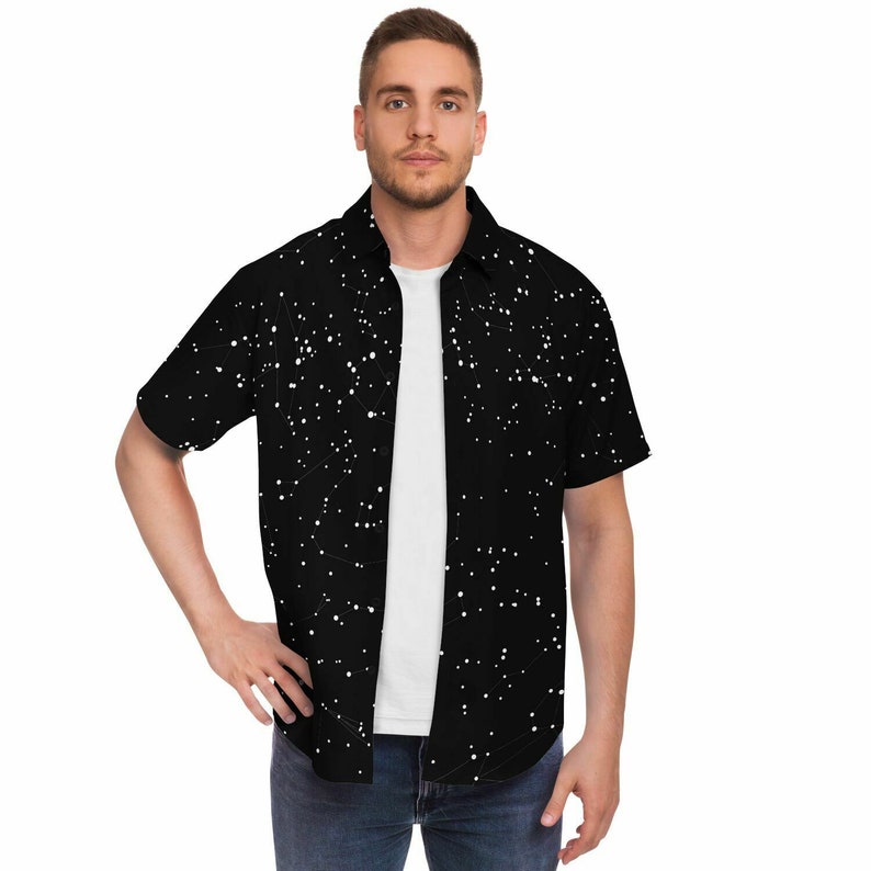 Starry Night Constellations Shirt, Galaxy Print Button Up, Astronomy ...