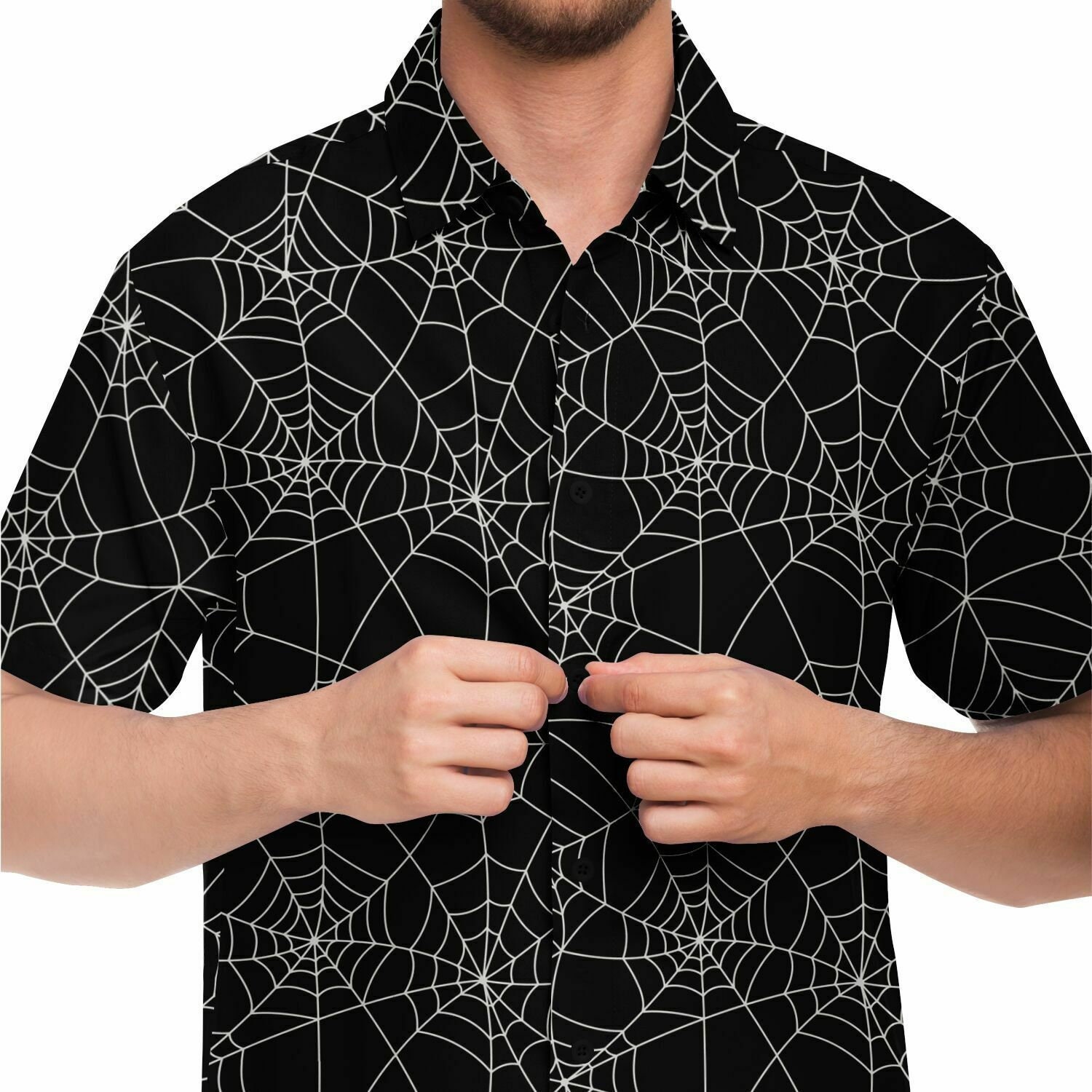 Gothic Spider Web Shirt, Dark Punk Style Button Up, Halloween Clothing ...