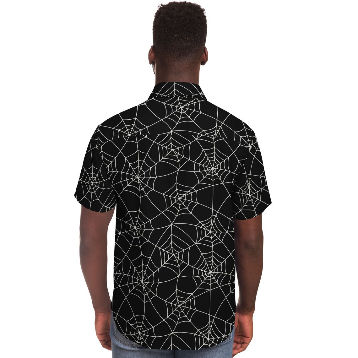 Gothic Spider Web Shirt, Dark Punk Style Button Up, Halloween Clothing ...
