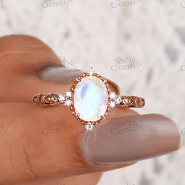 Unique Moonstone Engagement Ring - Etsy