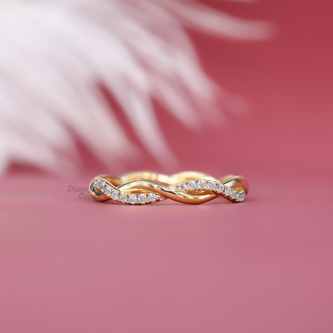 Full Eternity Natural Diamond Wedding Band Twisted Rope Wedding Band ...