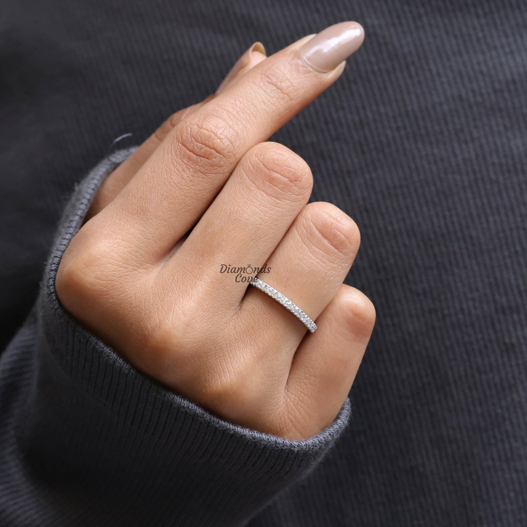 Lab Grown Diamond Eternity Band Round Diamond Wedding Band Dainty ...